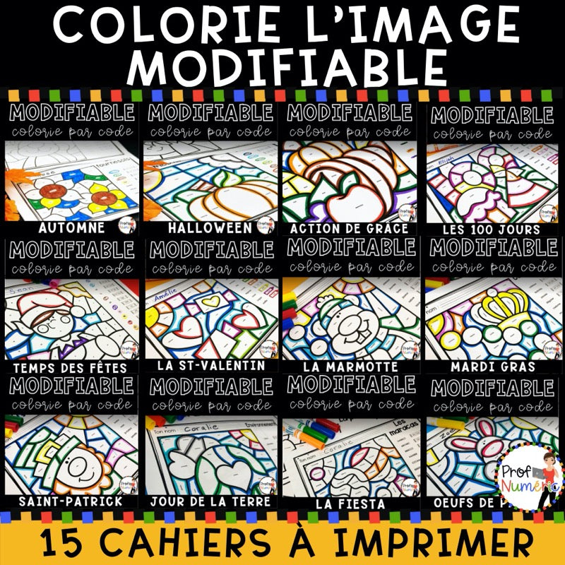 Colorie par code MODIFIABLE/ ENSEMBLE COMPLET – Prof Numéric