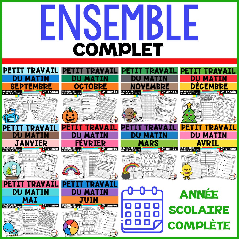 Petit Travail Du Matin - ENSEMBLE COMPLET - 2e année – Prof Numéric