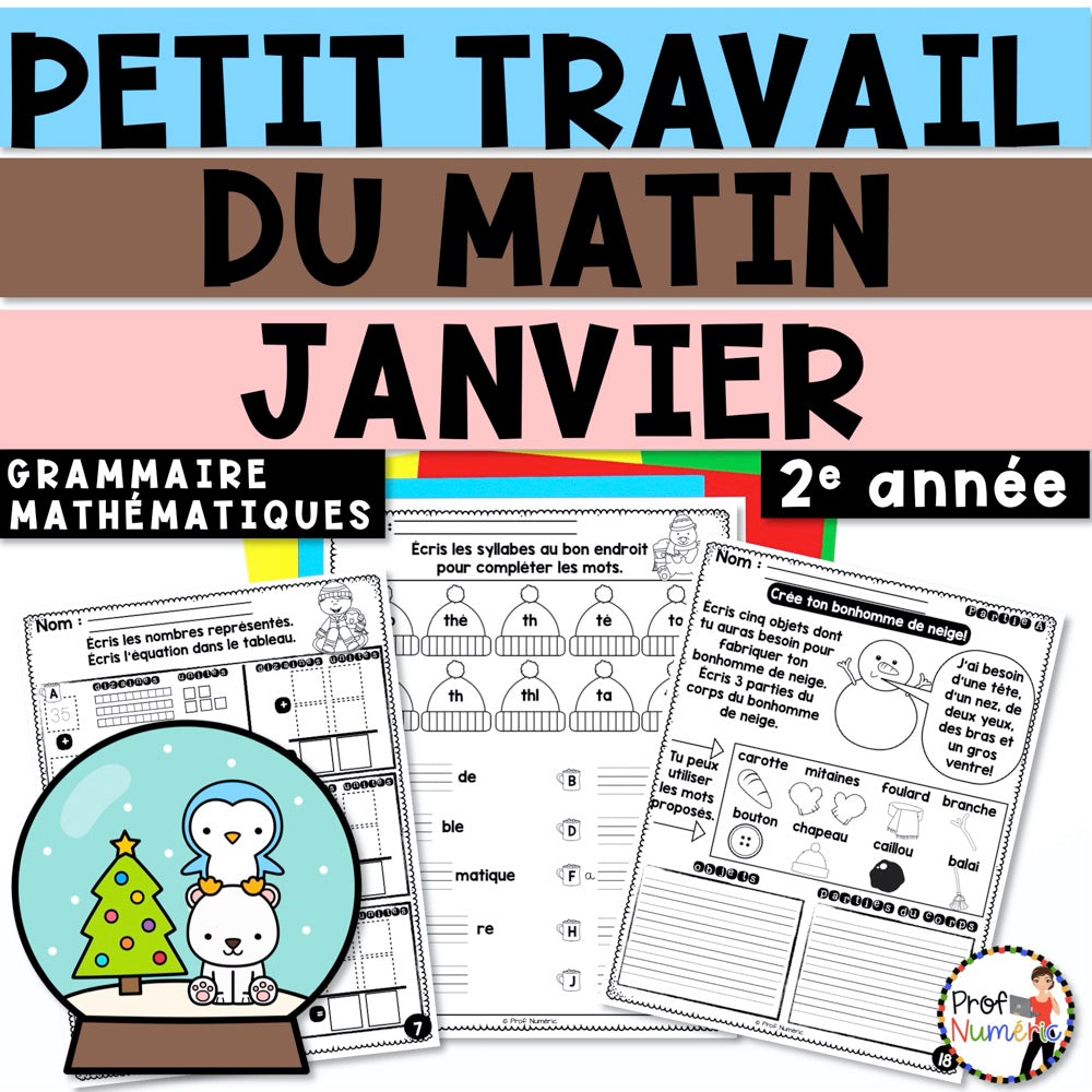 Petit Travail Du Matin - JANVIER - 2e année – Prof Numéric
