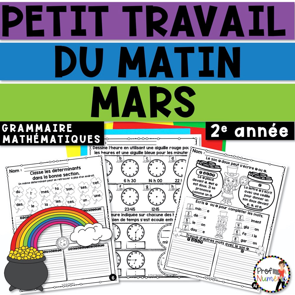 Petit Travail Du Matin - MARS - 2e année – Prof Numéric