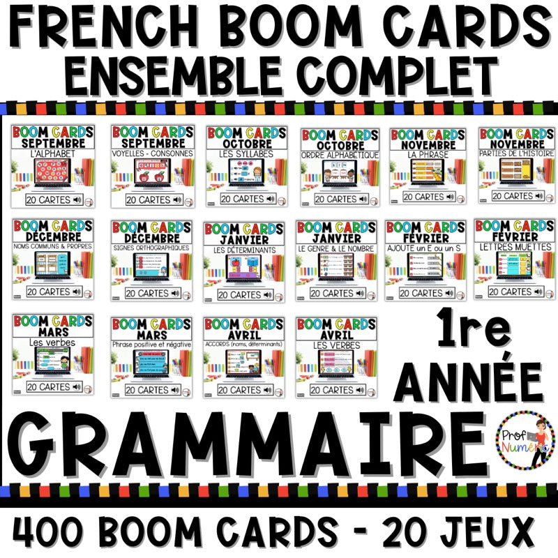 400 BOOM CARDS GRAMMAIRE - 1re – Prof Numéric